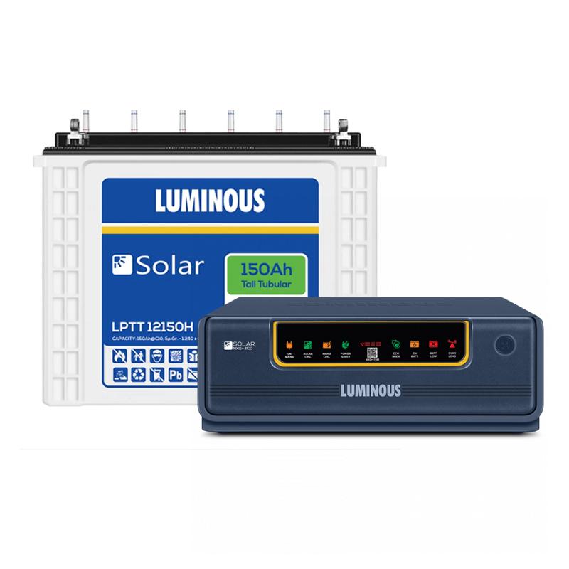 Solar Ready - Luminous 1100VA Inverter Battery Combo for 2-3 BHK Homes ...